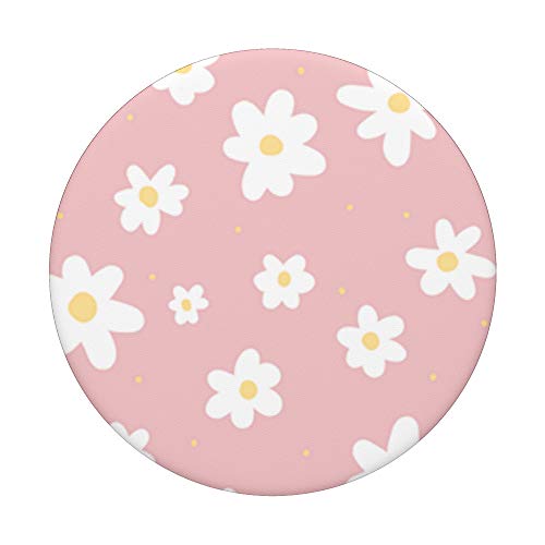 Dainty Pretty Daisy Floral Flowers Pink Background Graphic PopSockets PopGrip: Swappable Grip for Phones & Tablets