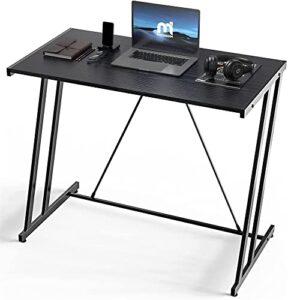 computer desk mehoom study desk for home office, writing desk for small space office, modern simple design laptop desk, small computer table, 35.4" black corner desk