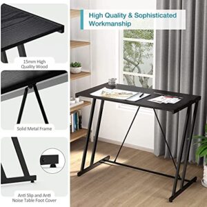 Computer Desk Mehoom Study Desk for Home Office, Writing Desk for Small Space Office, Modern Simple Design Laptop Desk, Small Computer Table, 35.4" Black Corner Desk