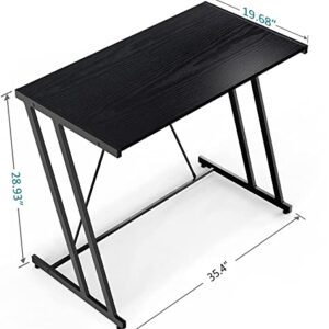 Computer Desk Mehoom Study Desk for Home Office, Writing Desk for Small Space Office, Modern Simple Design Laptop Desk, Small Computer Table, 35.4" Black Corner Desk