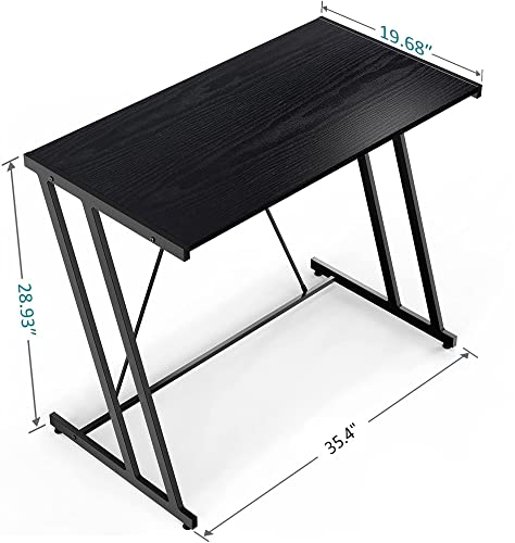 Computer Desk Mehoom Study Desk for Home Office, Writing Desk for Small Space Office, Modern Simple Design Laptop Desk, Small Computer Table, 35.4" Black Corner Desk