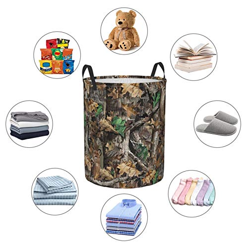 KUOAICY Camo Deer Camouflage Hunting Circular Storage Bin Organizer Round Basket for Laundry Hamper Bedroom Clothes Medium