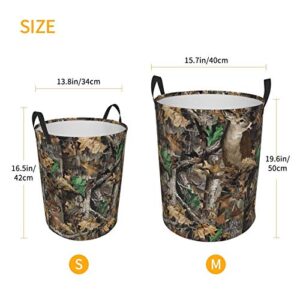 KUOAICY Camo Deer Camouflage Hunting Circular Storage Bin Organizer Round Basket for Laundry Hamper Bedroom Clothes Medium