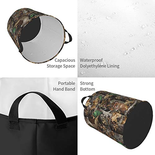 KUOAICY Camo Deer Camouflage Hunting Circular Storage Bin Organizer Round Basket for Laundry Hamper Bedroom Clothes Medium