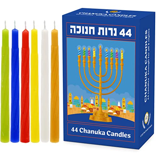 Hanukkah Candles Menorah Candles Chanukah Candles 44 for All 8 Nights of Chanukah - Made in Israel (Multicolored Candles, Single)