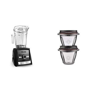 vitamix a3300 ascent series smart blender, professional-grade, 64 oz. low-profile container, black diamond, full size & ascent series blending bowls, 8 oz. with self-detect, clear - 66192