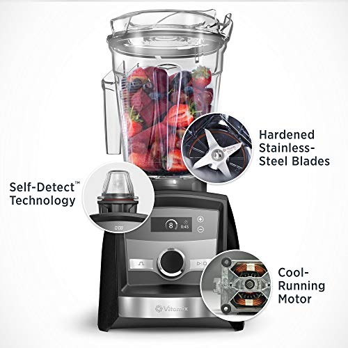 Vitamix A3300 Ascent Series Smart Blender, Professional-Grade, 64 oz. Low-Profile Container, Black Diamond, Full Size & Ascent Series Blending Bowls, 8 oz. with SELF-DETECT, Clear - 66192