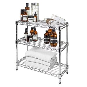 seville classics compact mini desktop 3-tier metal steel wire shelf organizer unit shelving for cabinets, bath, kitchen, countertop, 17. 5" w x 7. 5" d, chrome