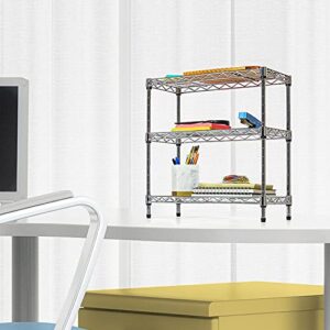 Seville Classics Compact Mini Desktop 3-Tier Metal Steel Wire Shelf Organizer Unit Shelving for Cabinets, Bath, Kitchen, Countertop, 17. 5" W x 7. 5" D, Chrome