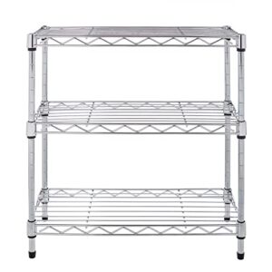 Seville Classics Compact Mini Desktop 3-Tier Metal Steel Wire Shelf Organizer Unit Shelving for Cabinets, Bath, Kitchen, Countertop, 17. 5" W x 7. 5" D, Chrome