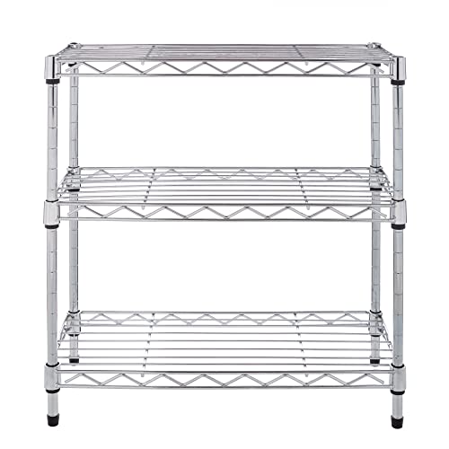 Seville Classics Compact Mini Desktop 3-Tier Metal Steel Wire Shelf Organizer Unit Shelving for Cabinets, Bath, Kitchen, Countertop, 17. 5" W x 7. 5" D, Chrome