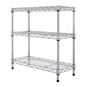 Seville Classics Compact Mini Desktop 3-Tier Metal Steel Wire Shelf Organizer Unit Shelving for Cabinets, Bath, Kitchen, Countertop, 17. 5" W x 7. 5" D, Chrome