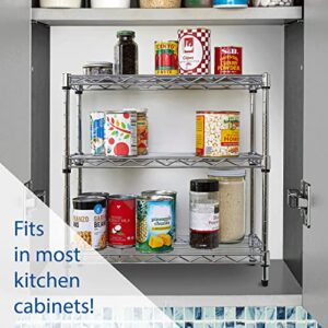 Seville Classics Compact Mini Desktop 3-Tier Metal Steel Wire Shelf Organizer Unit Shelving for Cabinets, Bath, Kitchen, Countertop, 17. 5" W x 7. 5" D, Chrome