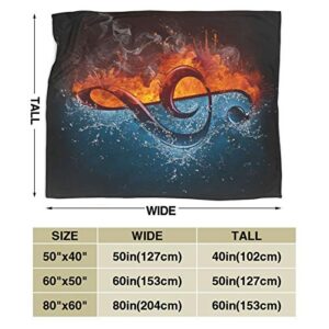 Music Note Fleece Throw Blanket Cozy Soft Plush Blanket for Sofa Couch Bed - 60" X 50"