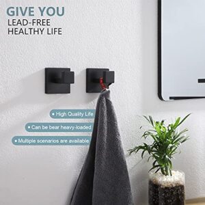 KOKOSIRI Matte Black Towel Rack 24'' Bathroom Towel Shelf with Double Towel Bars, Bath Towel Hook Square Robe Hook Coat Hook, SUS304 Stainless Steel Wall Mounted, B08A3-BK