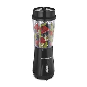 Hamilton Beach Personal Blender with 14oz Travel Cup and Lid, Black & Power Elite Blender with 12 Functions for Puree, Ice Crush, Shakes and Smoothies and 40oz Glass Jar, Black and Stainless Steel