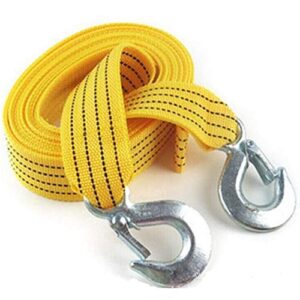 heavy duty tow strap with safety hooks, double-layer trailer rope 2” x 13’ | 11000 lb capacity trailer belt, for vehicle recovery, hauling, stump removal & much more,tow rope yellow shackle