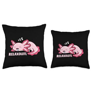 Cute Axolotls Tees And Gifts Cute Axolotl Lover Mexican Salamander Relaxolotl Throw Pillow, 16x16, Multicolor