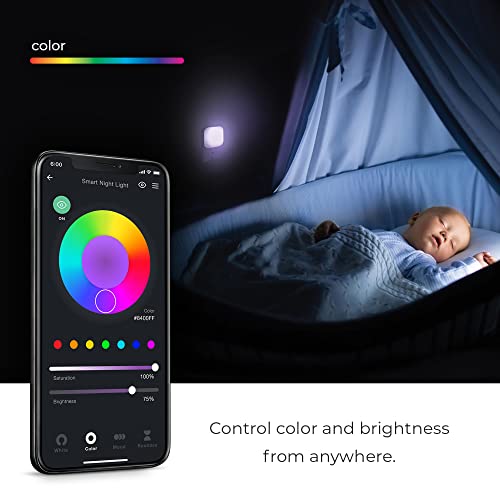 Globe Electric Wi-Fi Smart Ambient Night Light with Motion Detection, No Hub Required, Voice Activated, Multicolor Changing RGB, Tunable White 2000K - 5000K