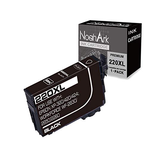 NoahArk 1 Packs 220XL Remanufactured Ink Cartridge Replacement for Epson 220XL 220 XL T220XL High Yeild for Workforce WF-2760 WF-2750 WF-2630 WF-2650 WF-2660 XP-320 XP-420 Printer (1 Black)