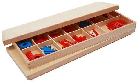 MEYOR Montessori Wooden Movable Alphabet with Box Preschool Spelling Learning Materials Large Movable Alphabet (Red & Blue)