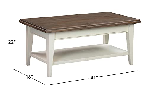 Amazon Brand - Stone & Beam Rustic Reclaimed Pine Coffee Table, 41"W, White