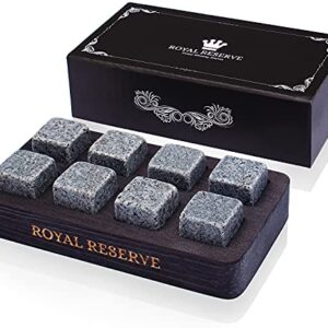 Whiskey Stones Gift Set by Royal Reserve | Artisan Crafted Reusable Refreezable Chilling Cooler Rocks for Scotch Bourbon – Modern Stocking Stuffer for Guy Men Dad Boyfriend Anniversary or Retirement