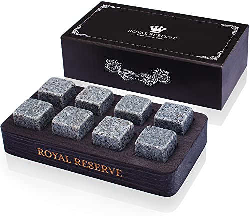 Whiskey Stones Gift Set by Royal Reserve | Artisan Crafted Reusable Refreezable Chilling Cooler Rocks for Scotch Bourbon – Modern Stocking Stuffer for Guy Men Dad Boyfriend Anniversary or Retirement