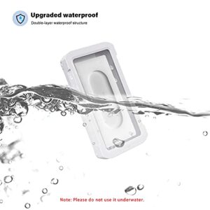 Oceavity Shower Phone Holder Waterproof 360° Rotation, Mirror/Wall Mount Phone Holder for Shower Bathroom Bathtub Kitchen, Universal Shower Accessories (White)