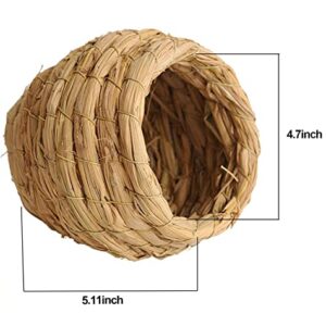 kathson Birdcages Straw Bird Nests Natural Grass Woven Birdhouse Resting Breeding Nesting Cages Hideaway Shelter for Finch Canary Budgie Lovebird Pearl Bird and Small Parrot 