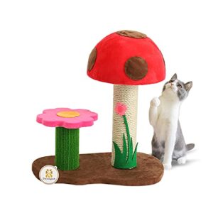 sasapet cat scratching post, mushroom claw scratcher small cat tree house traning interactive toys for indoor kittens, cats