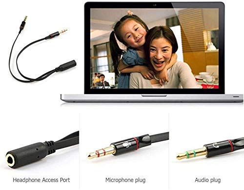 klangdorf Headphone mic Audio Y Splitter - AUX Adapter 3.5mm Female to 2 Male. Earphones to PC, Computer, Laptop. Single Jack to Mic and Audio Voice Sound