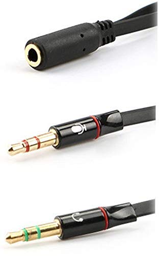 klangdorf Headphone mic Audio Y Splitter - AUX Adapter 3.5mm Female to 2 Male. Earphones to PC, Computer, Laptop. Single Jack to Mic and Audio Voice Sound