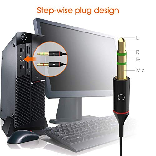 klangdorf Headphone mic Audio Y Splitter - AUX Adapter 3.5mm Female to 2 Male. Earphones to PC, Computer, Laptop. Single Jack to Mic and Audio Voice Sound