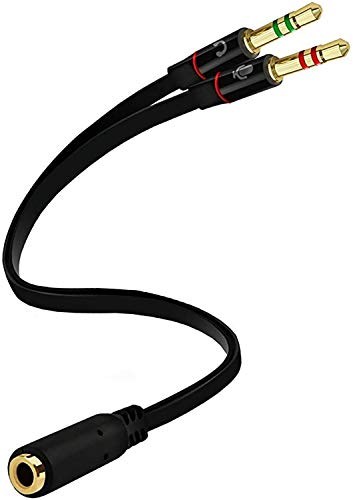 klangdorf Headphone mic Audio Y Splitter - AUX Adapter 3.5mm Female to 2 Male. Earphones to PC, Computer, Laptop. Single Jack to Mic and Audio Voice Sound