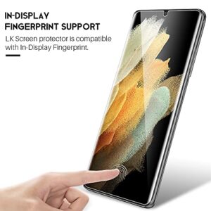 LK [2+2 Pack] for 2 Pack Samsung Galaxy S21 Ultra Screen Protector [Not Glass] 6.8-inch with 2 Pack Camera Lens Protector [Fingerprint Reader] Ultra-thin Soft Film, Self-Healing, Easy Install