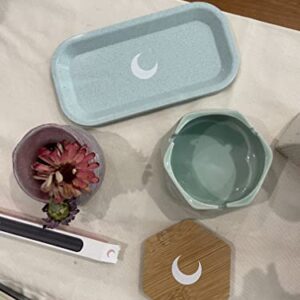 Brando Moon Small Tray - Green Lightweight Bio Tray - Made from Plants - Eco Friendly Low Carbon Kitchen Tool - Curved Edges and Smooth Surface - Travel Size 8 x 4.1 inches