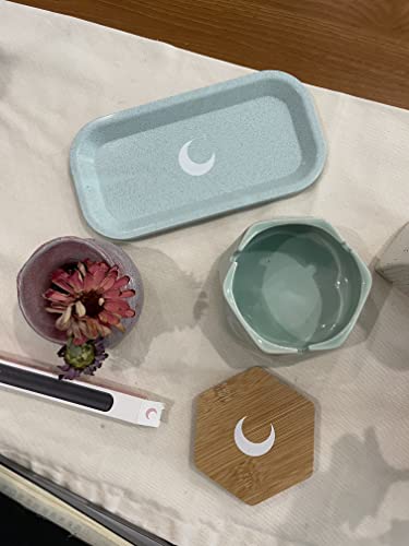 Brando Moon Small Tray - Green Lightweight Bio Tray - Made from Plants - Eco Friendly Low Carbon Kitchen Tool - Curved Edges and Smooth Surface - Travel Size 8 x 4.1 inches