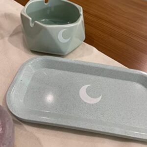 Brando Moon Small Tray - Green Lightweight Bio Tray - Made from Plants - Eco Friendly Low Carbon Kitchen Tool - Curved Edges and Smooth Surface - Travel Size 8 x 4.1 inches