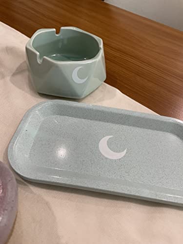 Brando Moon Small Tray - Green Lightweight Bio Tray - Made from Plants - Eco Friendly Low Carbon Kitchen Tool - Curved Edges and Smooth Surface - Travel Size 8 x 4.1 inches