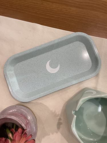 Brando Moon Small Tray - Green Lightweight Bio Tray - Made from Plants - Eco Friendly Low Carbon Kitchen Tool - Curved Edges and Smooth Surface - Travel Size 8 x 4.1 inches