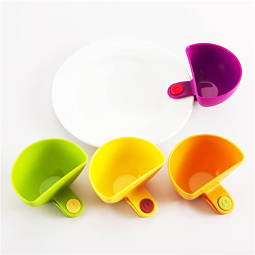 Seasoning Box Dip Clips - 4pcs Color Plastic Dip Bowl Plate Holder for Tomato Sauce Soy BBQ and Other Party Dinner