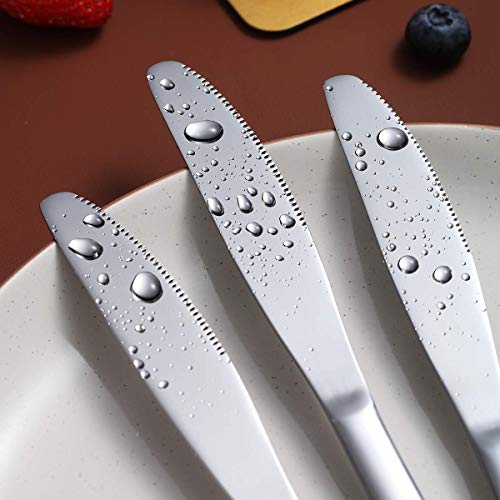 Dinner Knives Set Of 6, Berglander Stainless Steel Shiny Mirror Dinner Knife, Butter Knife Spreader Table Knives Sturdy And Dishwasher Safe