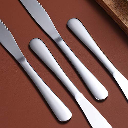 Dinner Knives Set Of 6, Berglander Stainless Steel Shiny Mirror Dinner Knife, Butter Knife Spreader Table Knives Sturdy And Dishwasher Safe