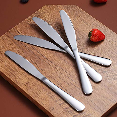 Dinner Knives Set Of 6, Berglander Stainless Steel Shiny Mirror Dinner Knife, Butter Knife Spreader Table Knives Sturdy And Dishwasher Safe