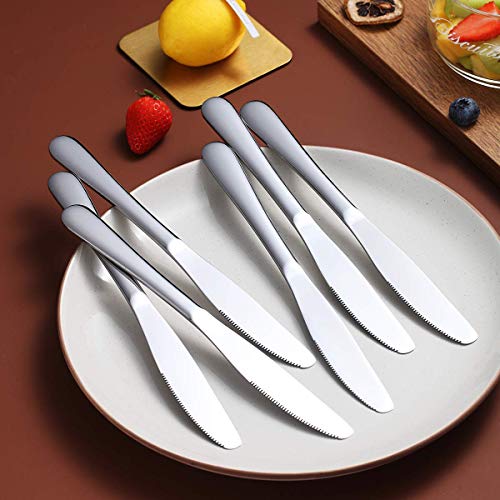 Dinner Knives Set Of 6, Berglander Stainless Steel Shiny Mirror Dinner Knife, Butter Knife Spreader Table Knives Sturdy And Dishwasher Safe