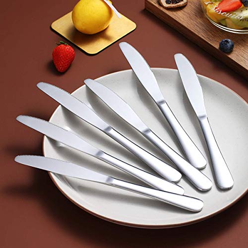 Dinner Knives Set Of 6, Berglander Stainless Steel Shiny Mirror Dinner Knife, Butter Knife Spreader Table Knives Sturdy And Dishwasher Safe