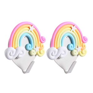 soimiss 2pcs rainbow wall hook cute hook drill free wall hangers key hat towel hooks for home office kids room hook decoeration