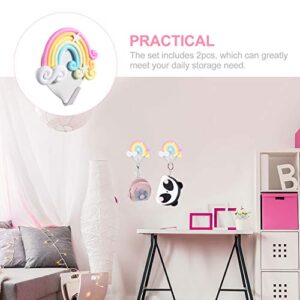 SOIMISS 2pcs Rainbow Wall Hook Cute Hook Drill Free Wall Hangers Key Hat Towel Hooks for Home Office Kids Room Hook Decoeration