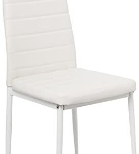 IDS Online Modern Faux Leather with Metal Legs High Back Padded Seat Chair for Kitchen, Dining Living Room, Restaurant, Single, White